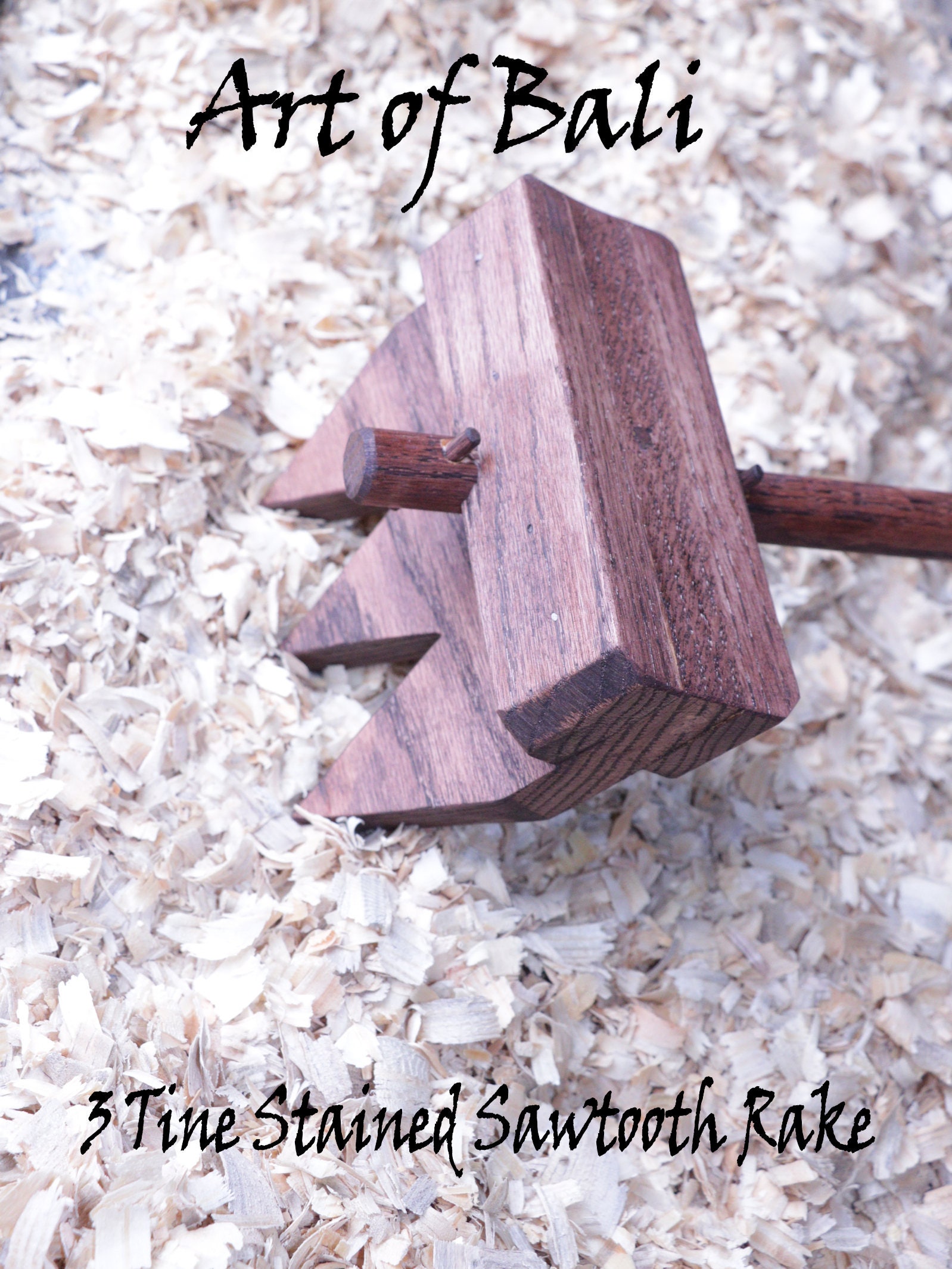 Full Size 36 3 Tine Saw Tooth stained Zen Garden Rake Authentic Art of ...