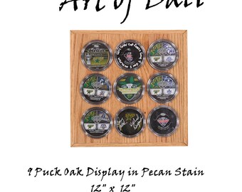 Hockey puck display cabinet 20 2530or 35 pucks solid oak