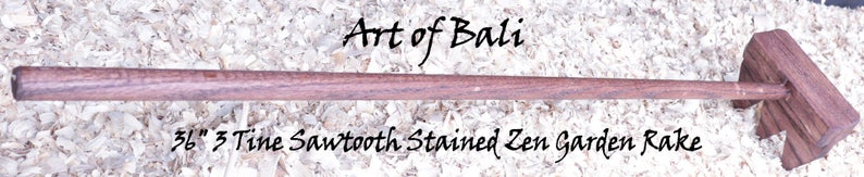 Full Size 36 3 Tine Saw Tooth stained Zen Garden Rake Authentic Art of ...