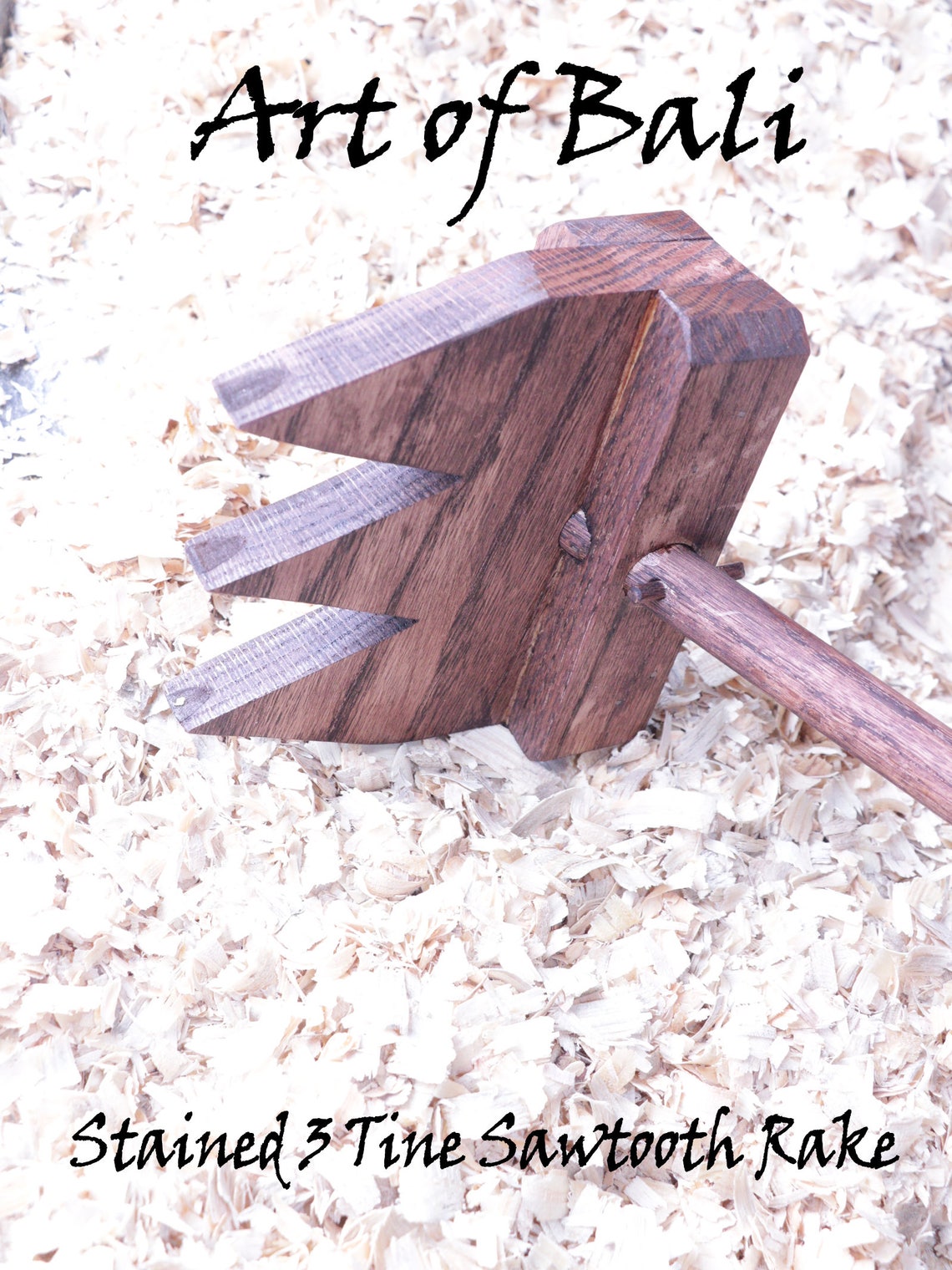 Full Size 48 3 Tine Saw Tooth stained Zen Garden Rake Authentic Art of ...