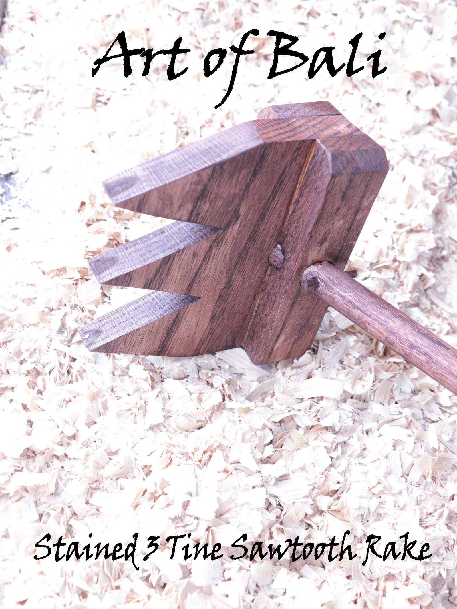 Full Size 36 3 Tine Saw Tooth stained Zen Garden Rake Authentic Art of ...