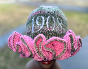 1908 Alpha Kappa Alpha Crochet Ruffle Hat - Etsy