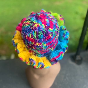 Random Rainbow Crochet Ruffle Hat - Etsy