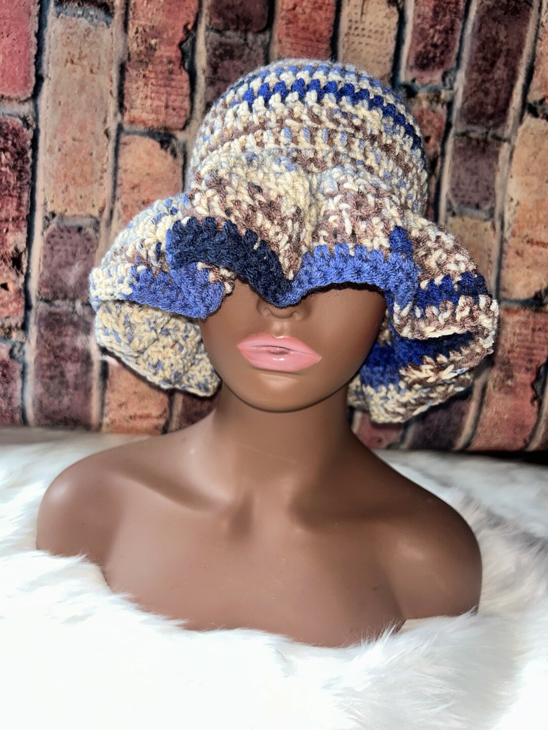 That Blue Wavy Ruffle Crochet Hat - Etsy