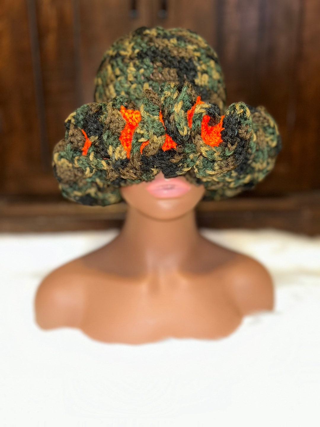 Peek A Boo Camo Crochet Ruffle Hat - Etsy