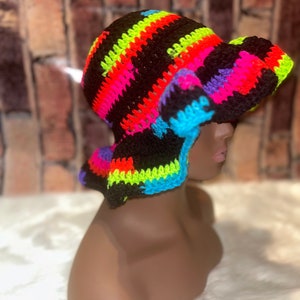 Neon Colored Relaxed Ruffle Crochet Hat - Etsy