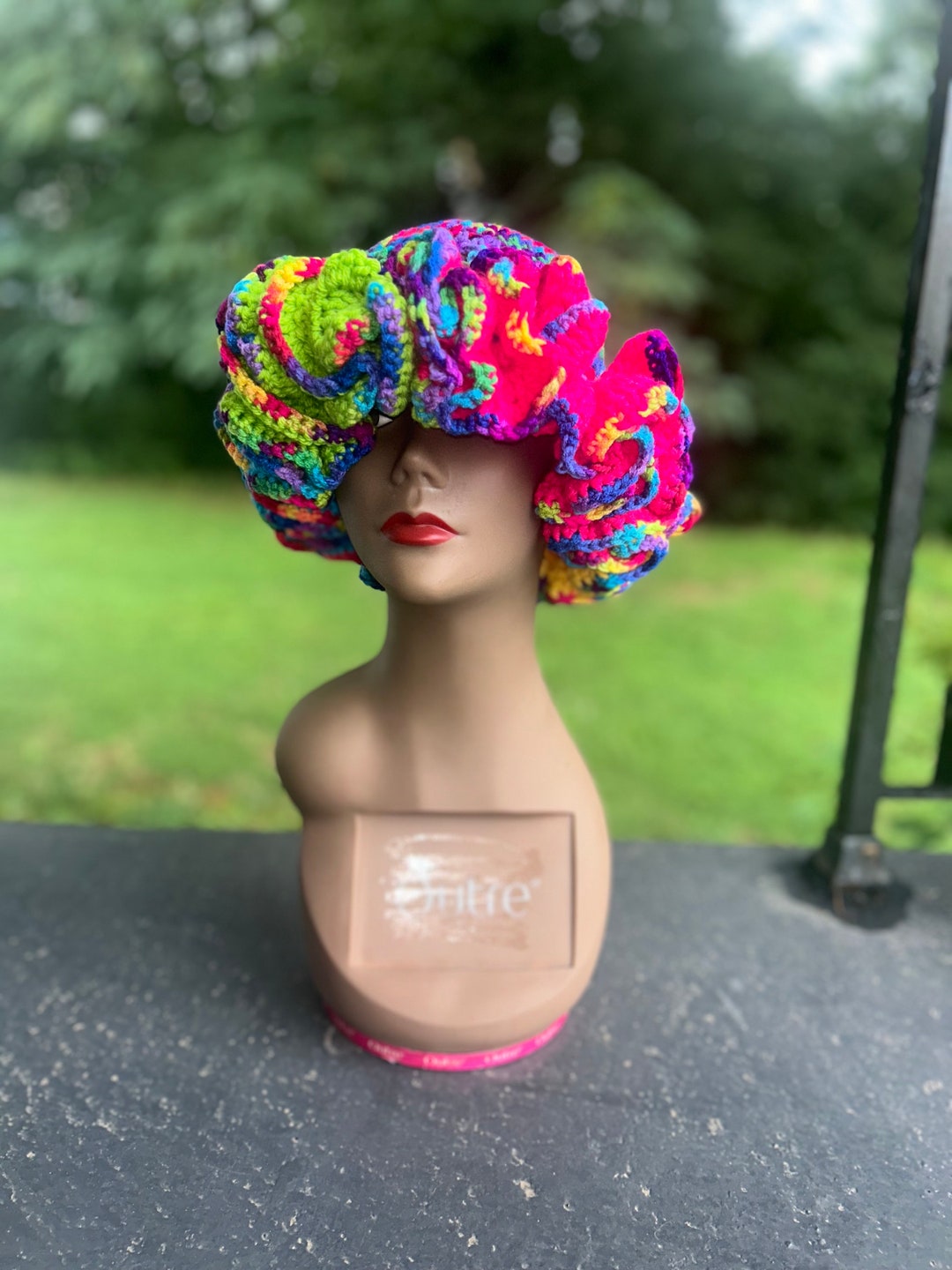 Random Rainbow Crochet Ruffle Hat - Etsy