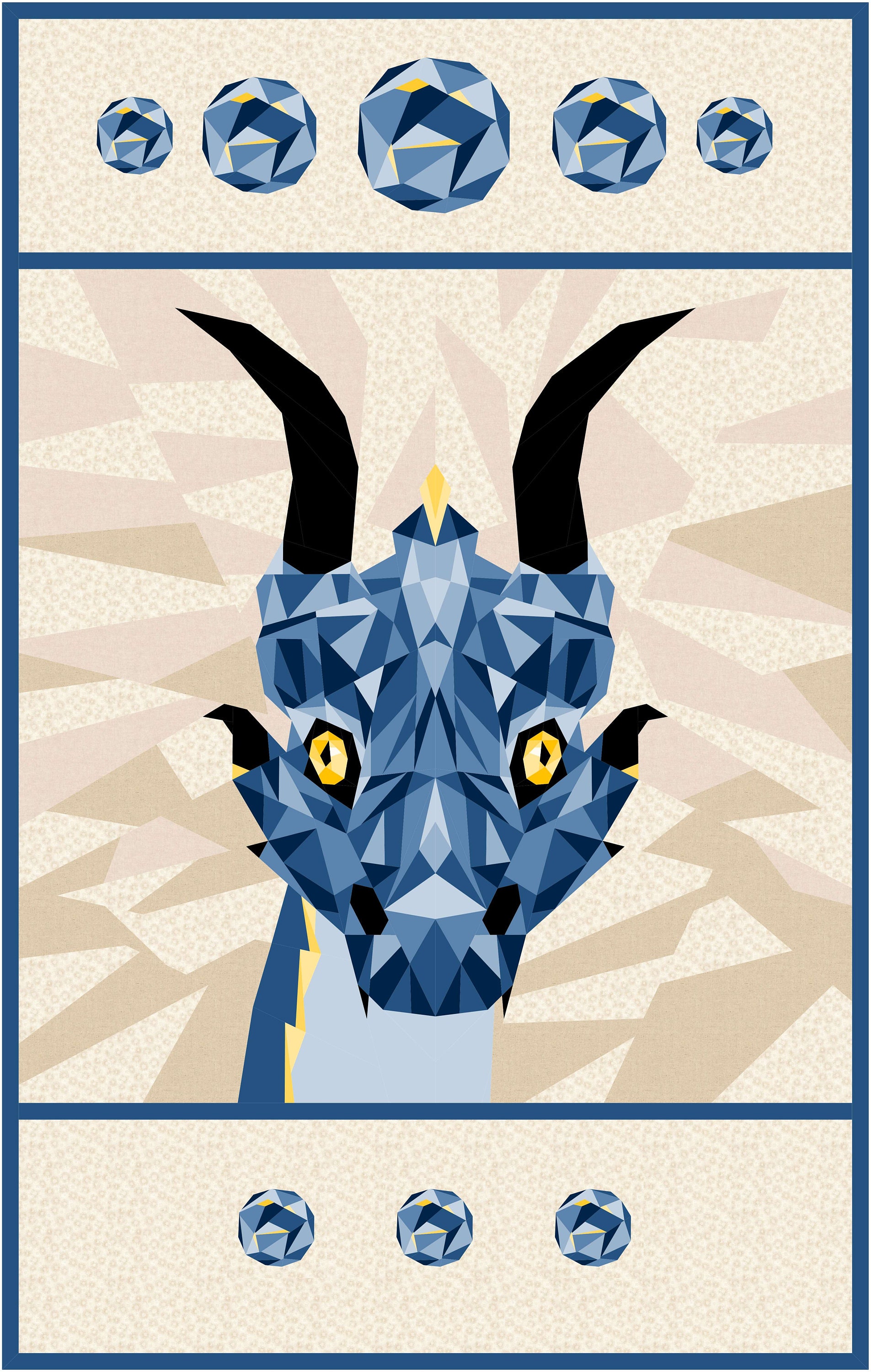 50" X 50" Geometric Dragon Foundation Paper Piecing Pattern - Etsy