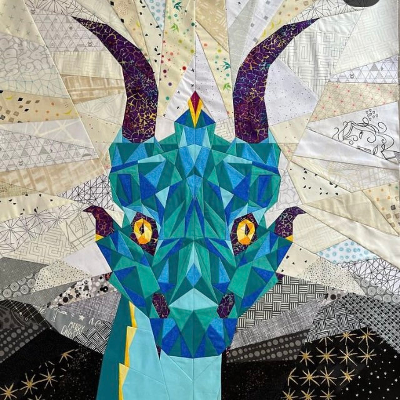 50" X 50" Geometric Dragon Foundation Paper Piecing Pattern - Etsy