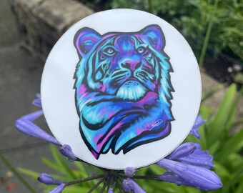 Big Chonk Waterproof Vinyl Tiger Sticker Painted Tiger Decal - Etsy