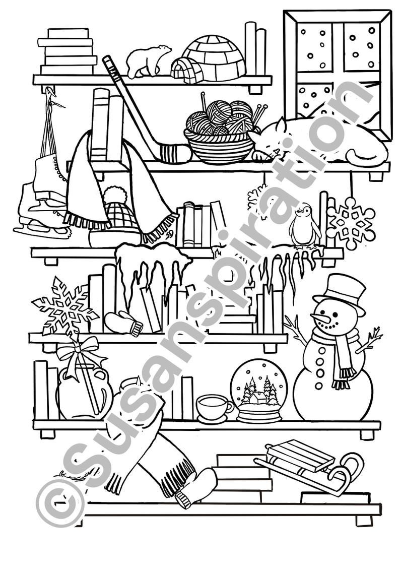 Shelf Life: Winter Coloring Page - Etsy
