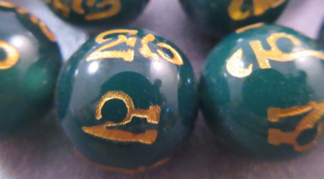 Tibetan Green Onyx Sanskrit Mantra Om Mani Padma Hum Round 12mm Beads ...