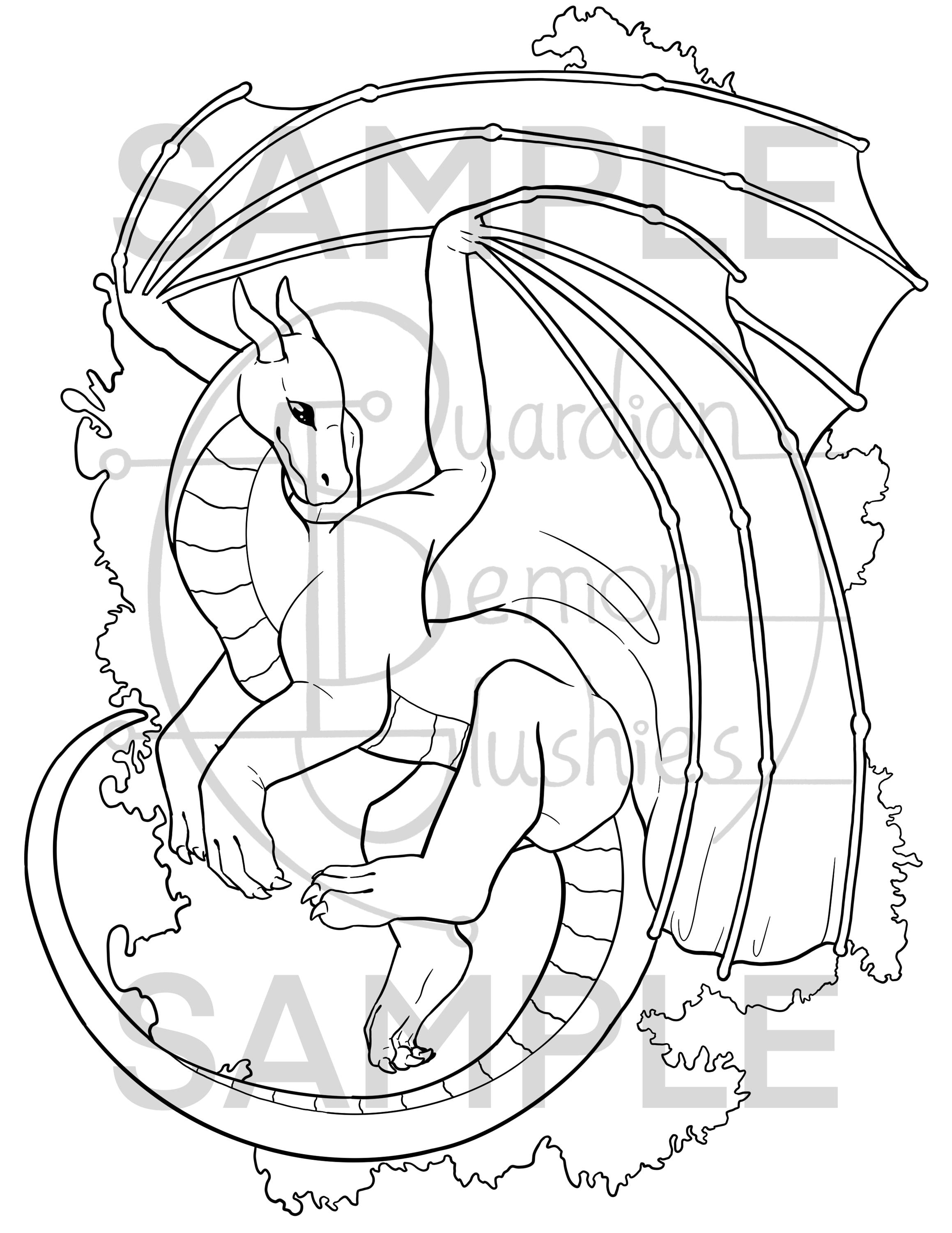 Graceful Dragon - Printable Coloring Page - Etsy