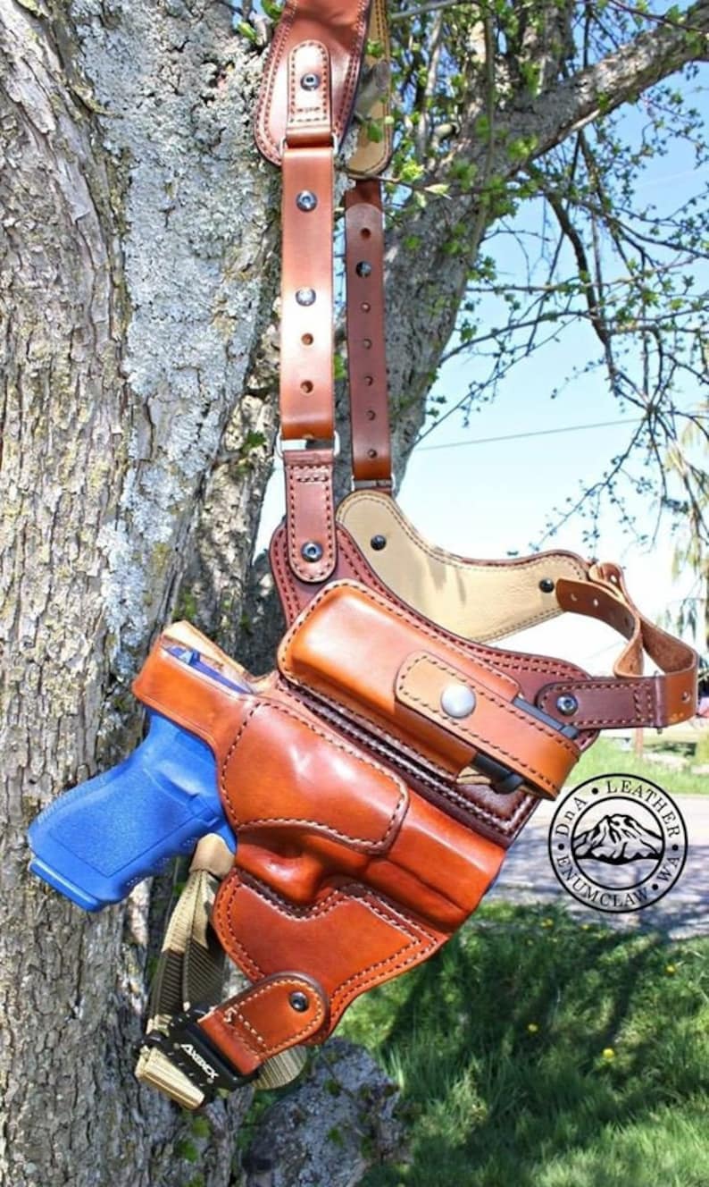 Leather Chest Rig With Mag Pouch revolver Automatic. Double | Etsy