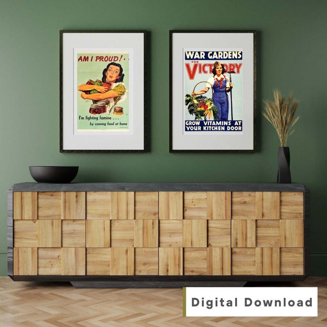 Victory Garden Vintage Posters Art Print Trio Digital Download - Etsy