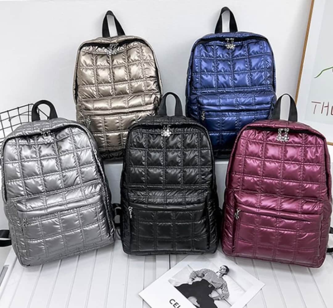 Puffer Quilted Backpack, School Bag, Work Bag, Sport Bag, Laptop ...