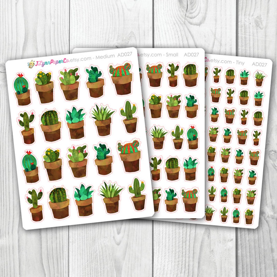 Potted Cacti Stickers AD027 - Etsy