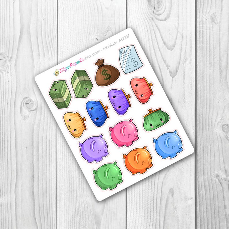 Kawaii Money Stickers AD007 | Etsy