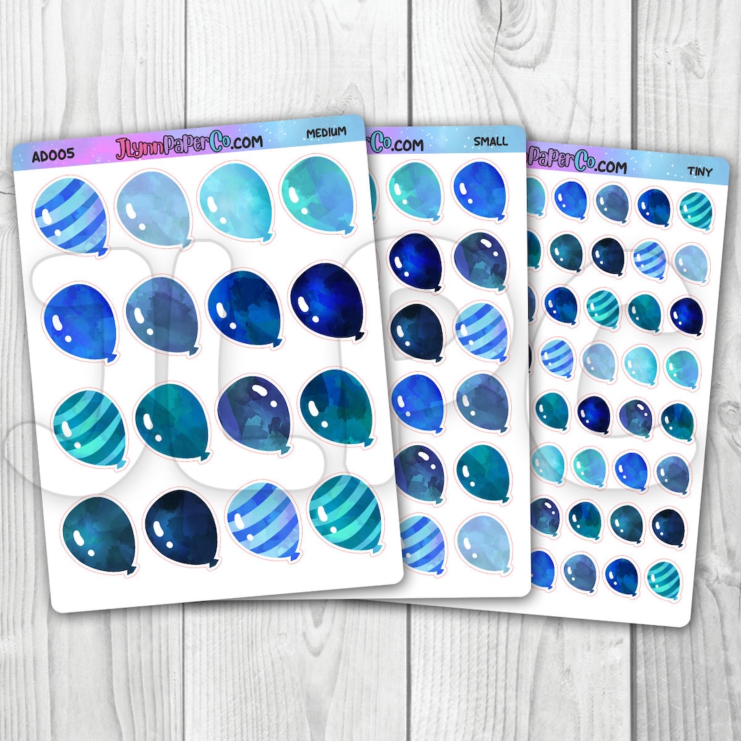 Blue Balloon Stickers AD005 - Etsy