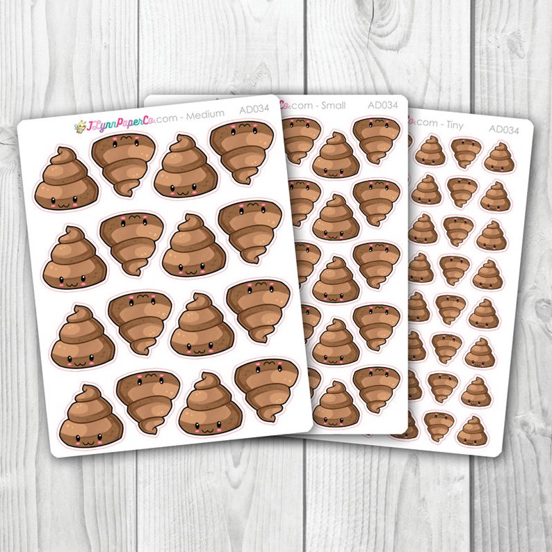 Kawaii Poo Stickers AD034 - Etsy