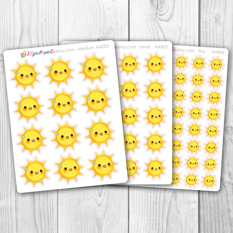 Kawaii Sunny Weather Stickers AA003 - Etsy