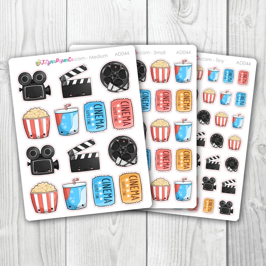 Kawaii Movie Night Stickers | AD044 - Etsy