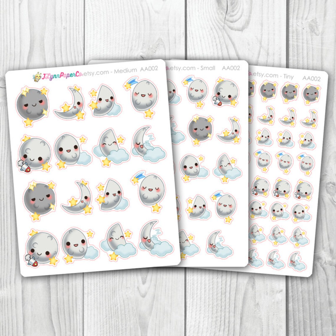 Kawaii Moon Phase Stickers AA002 | Etsy