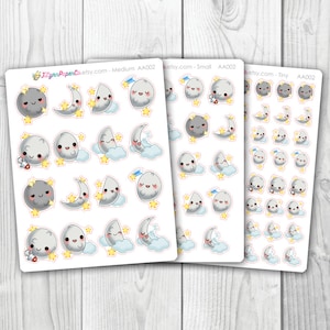Kawaii Moon Phase Stickers | AA002 - Etsy