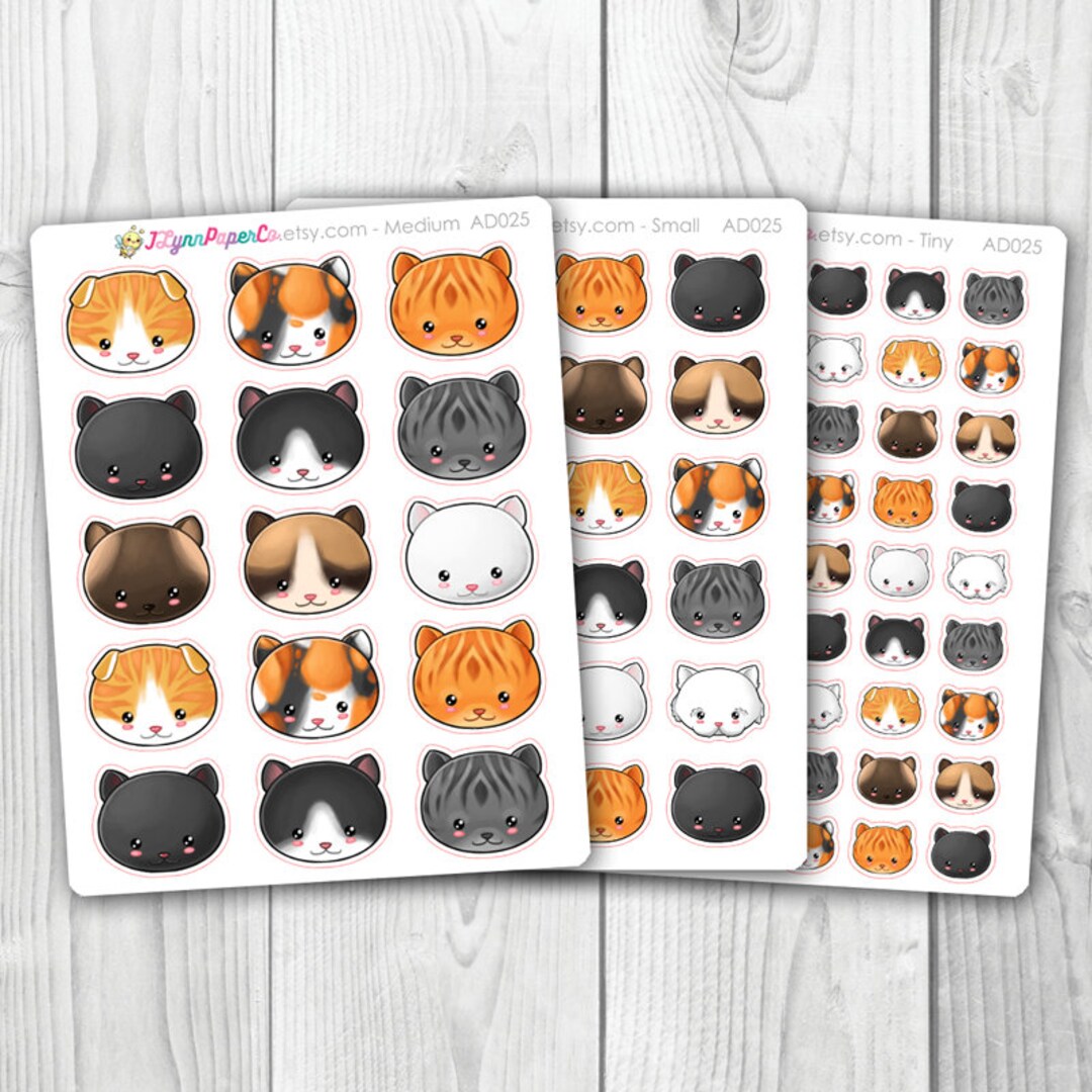 Kawaii Cat Faces Stickers AD025 - Etsy