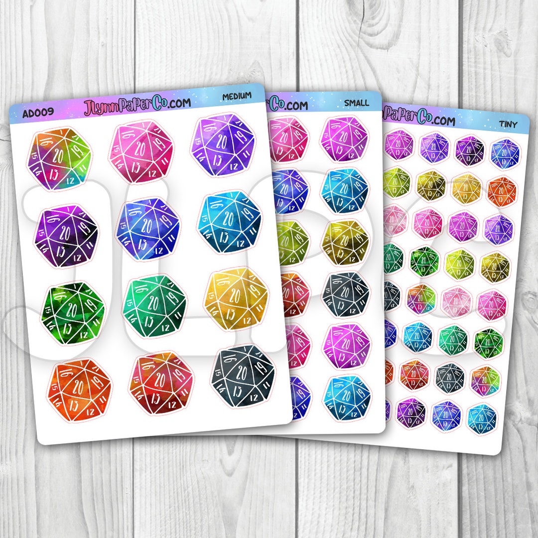 D20 Dice Stickers AD009 - Etsy