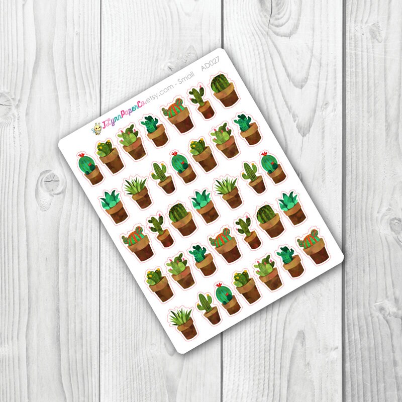Potted Cacti Stickers AD027 - Etsy