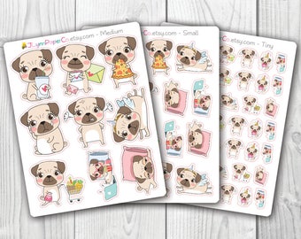 Sassy Cute Mini Pug Stickers. Great for Various Planner - Etsy