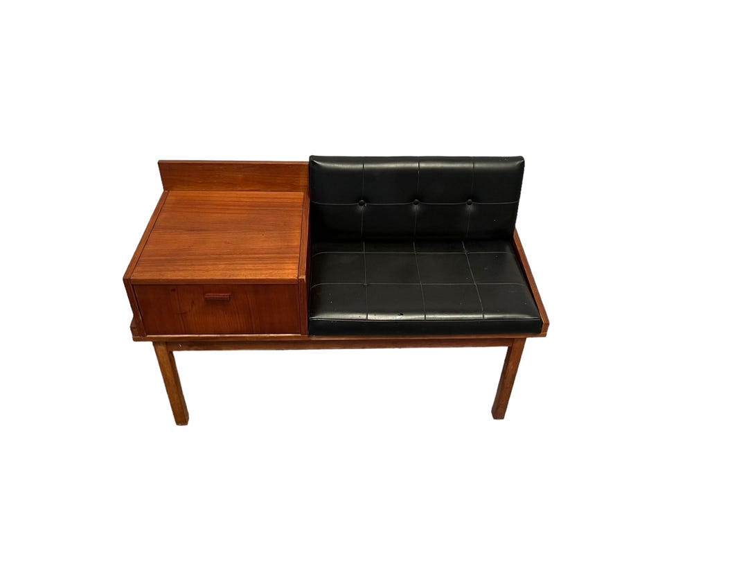 Mid-century Phone Bench Teak and Nappa, 1960's - Etsy