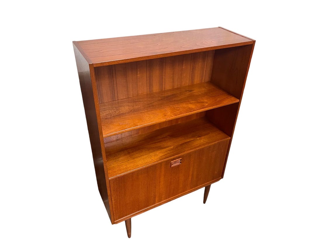 Mid Century Teak Bookcase/unit With Lower Cabinet - Etsy