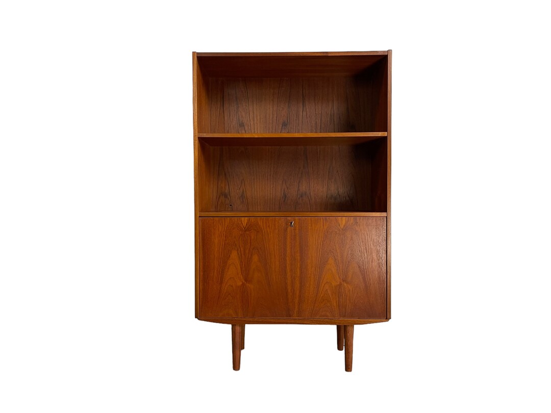 Mid-century Danish Teak Bookcase With Storage Cabinet Below - Etsy