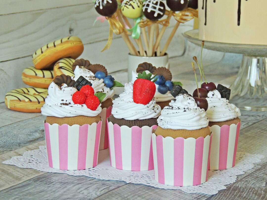 Fake Cupcake, Realistic Cupcake With Fruits, Fake Food, Photo Props ...
