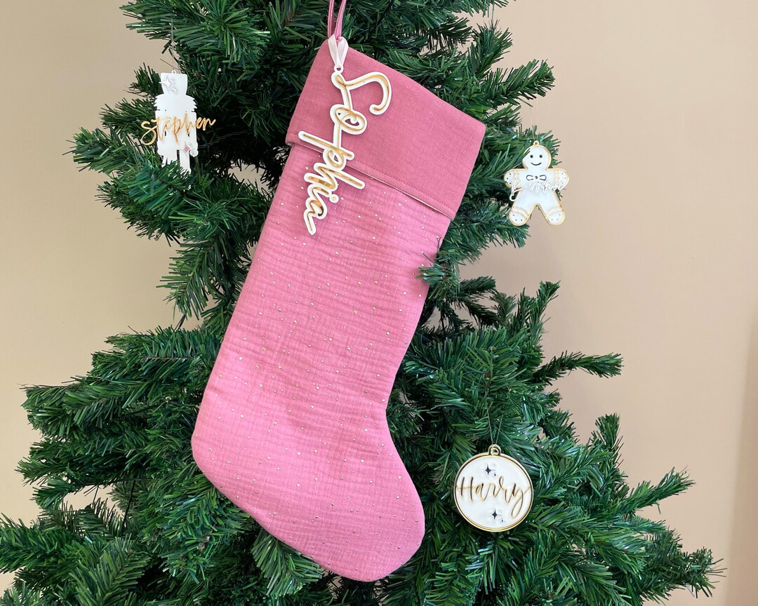 Luxury Personalised Pink Christmas Stocking With Gold & - Etsy