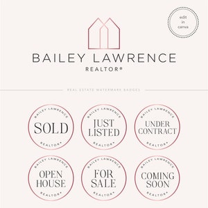 Rose Gold Realtor Logo, Real Estate Logo, Modern House Logo, Real ...