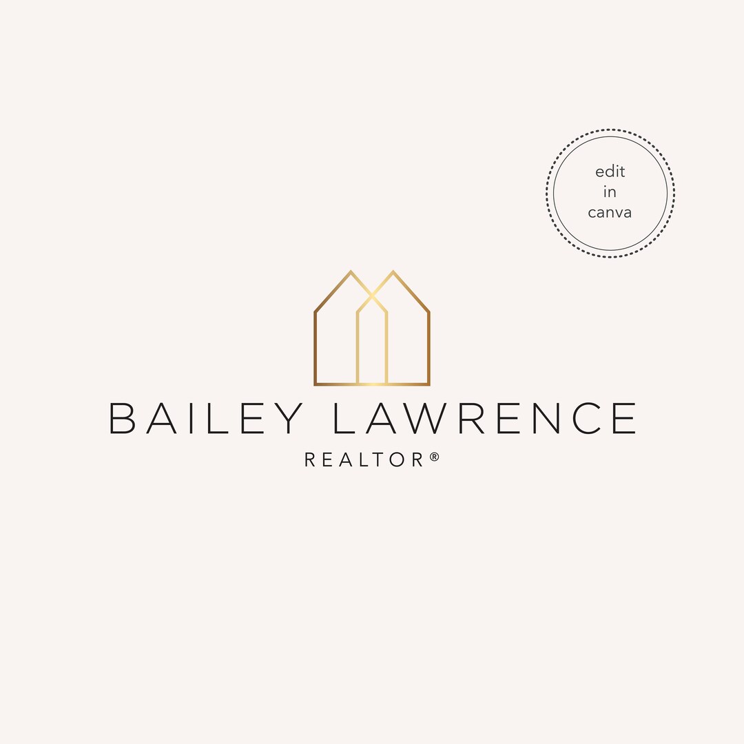 Gold Realtor Logo, Canva Logo Template, Rose Gold Real Estate Logo ...