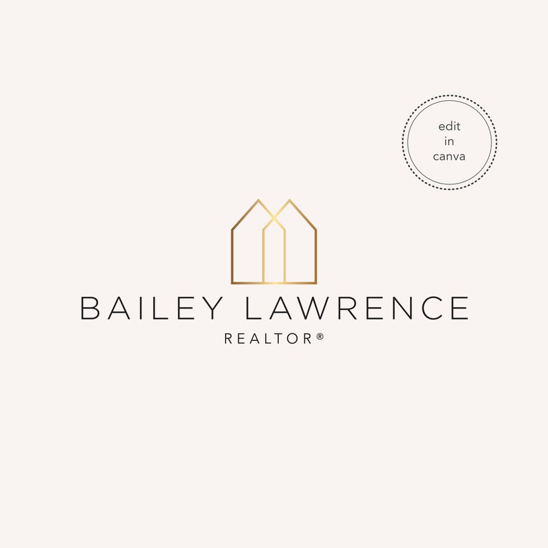 Gold Realtor Logo Canva Logo Template Rose Gold Real Estate | Etsy
