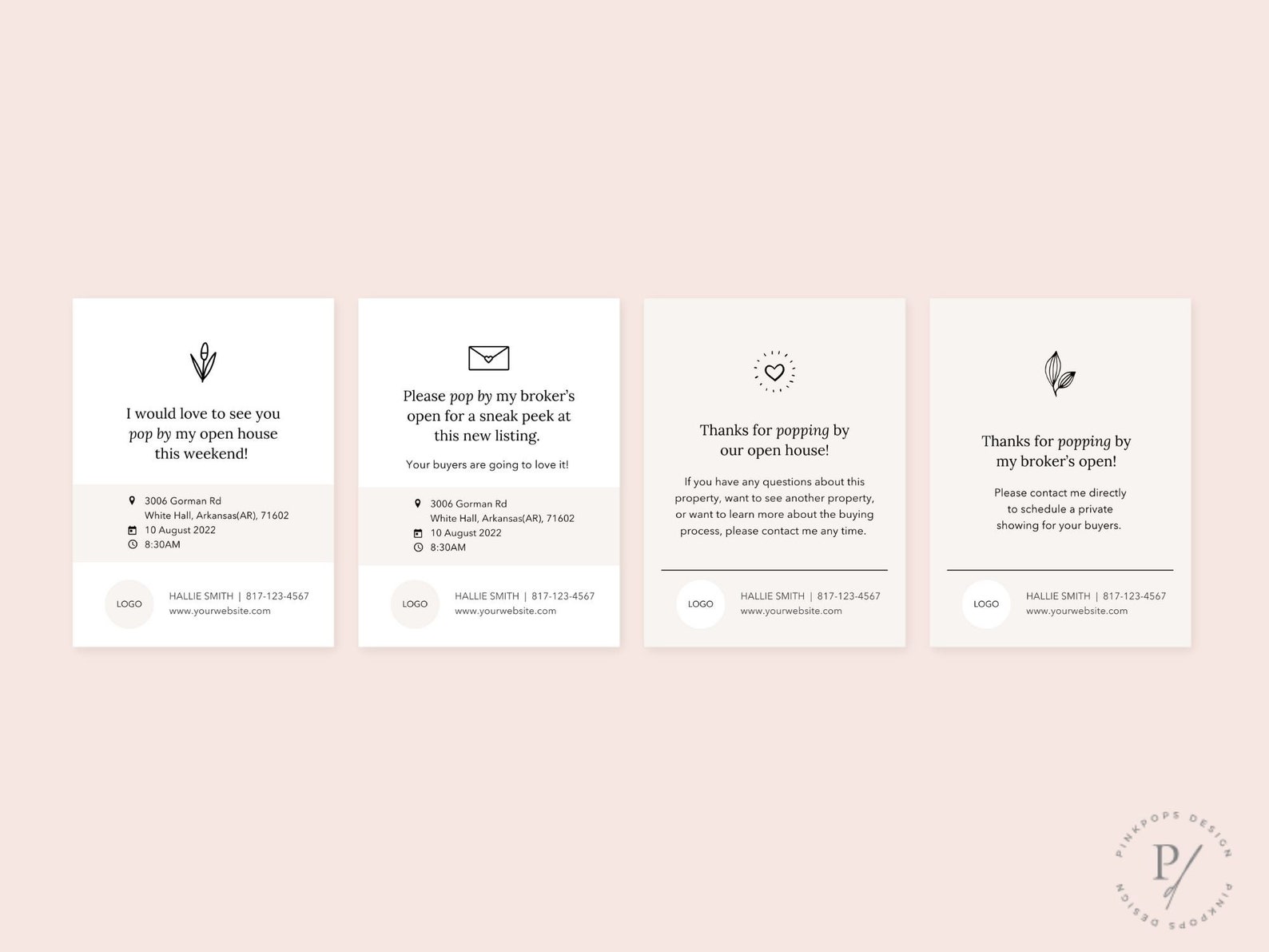 Open House Pop-by Tags Canva Template Open House Marketing - Etsy