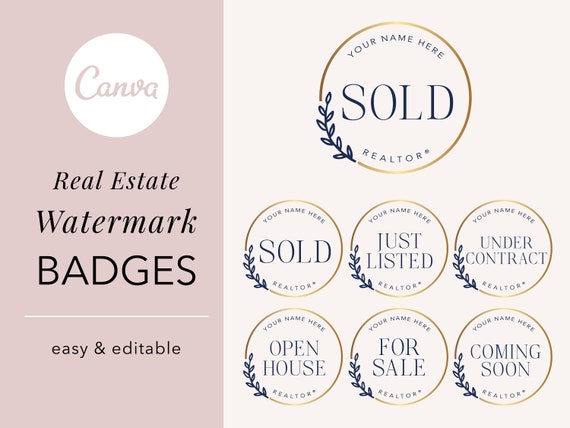 Gold Real Estate Watermarks Real Estate Badges Realtor Logo - Etsy