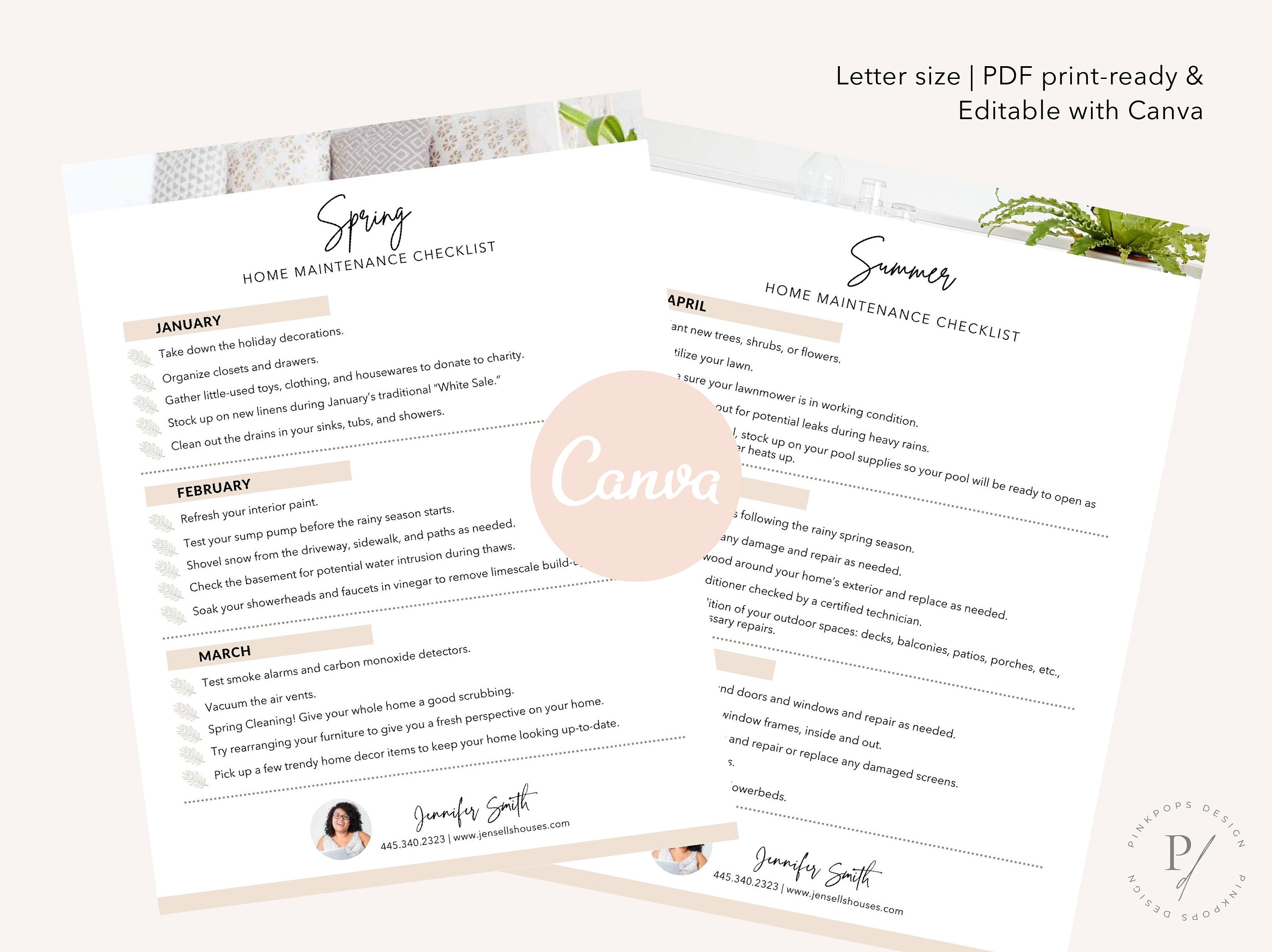 Quarterly Home Maintenance Checklist Spring Maintenance - Etsy