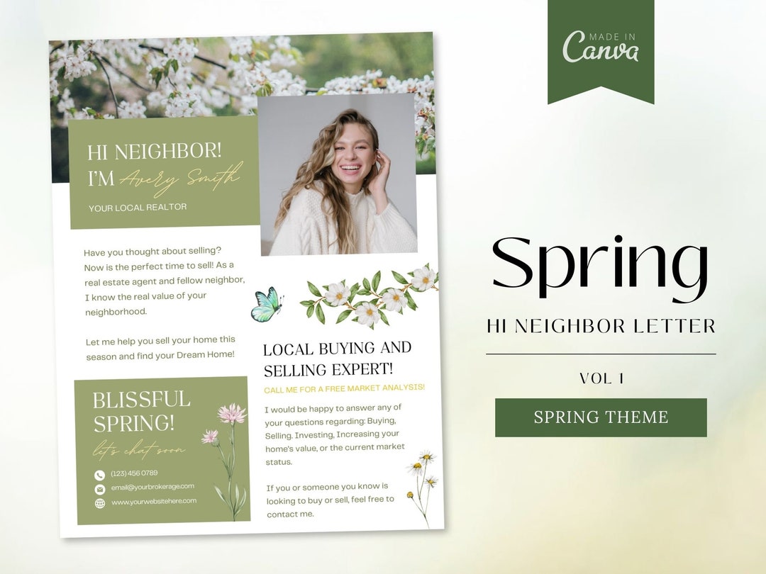 Real Estate Spring Hello Neighbor Flyer | Spring Hello Neighbor Letter ...