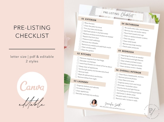 Pre-listing Checklist Real Estate Marketing Listing Guide - Etsy