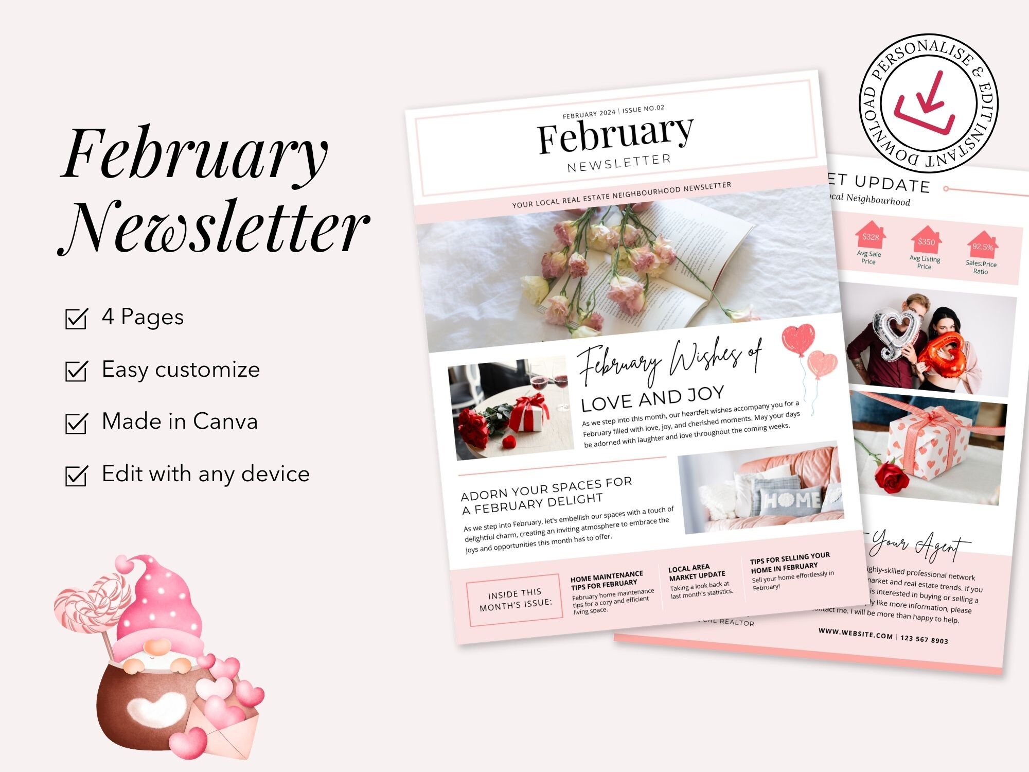 Real Estate February Newsletter Template, Modern Design (canva Editable ...