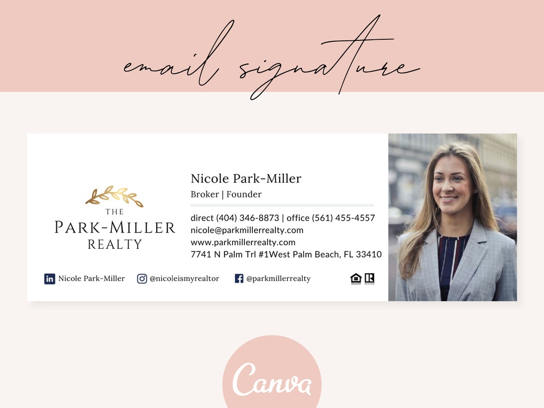 Elegant Real Estate Email Signature Template, Canva (digital Download ...