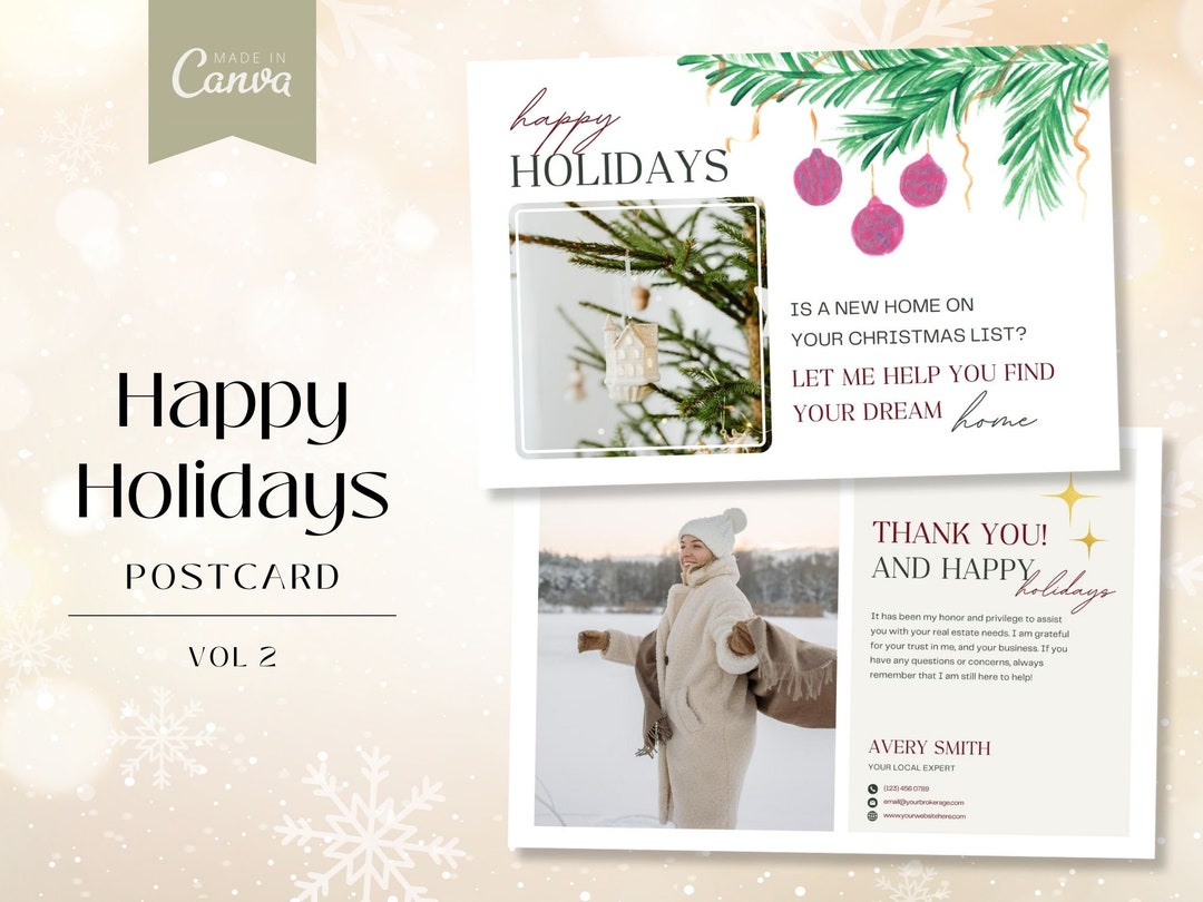 Happy Holidays Real Estate Postcard, Real Estate Christmas Postcard ...