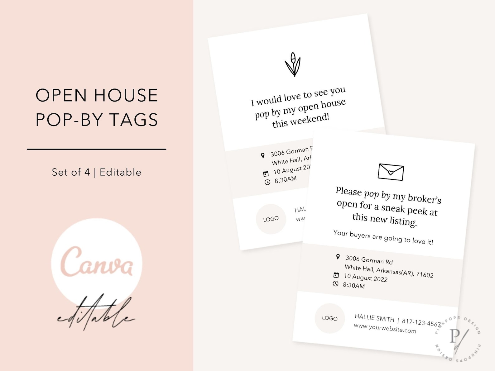 Open House Pop-by Tags Canva Template Open House Marketing - Etsy