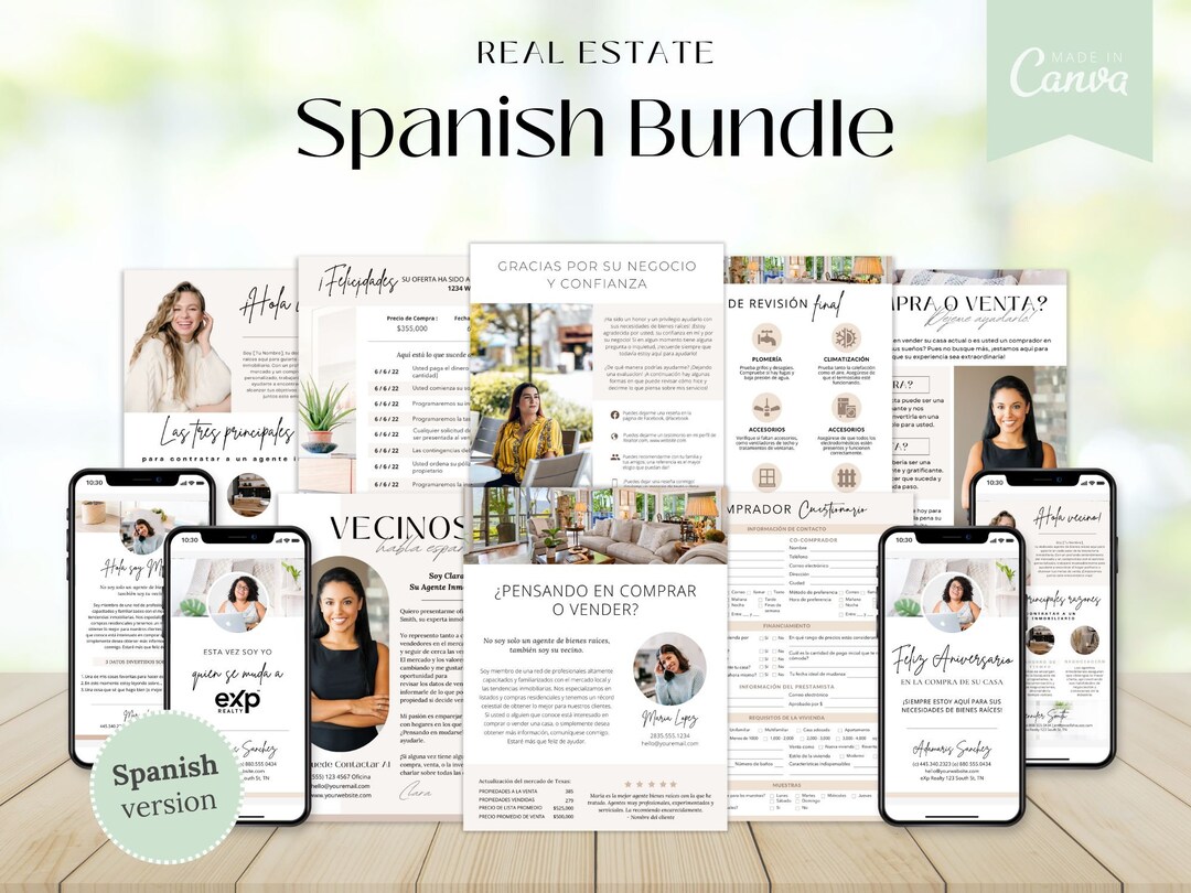 Spanish Real Estate Marketing Templates | Realtor Bundle (canva ...